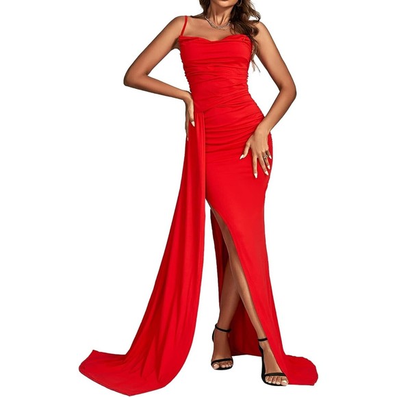 Unbranded | Dresses | Womens Bodycon Maxi Dress Large High Slit Panel ...